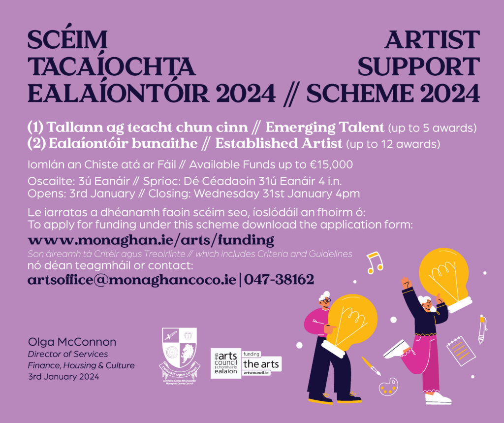 Artist Support Scheme /Tacaíocht do Ealaíontóirí 2024 - Arts