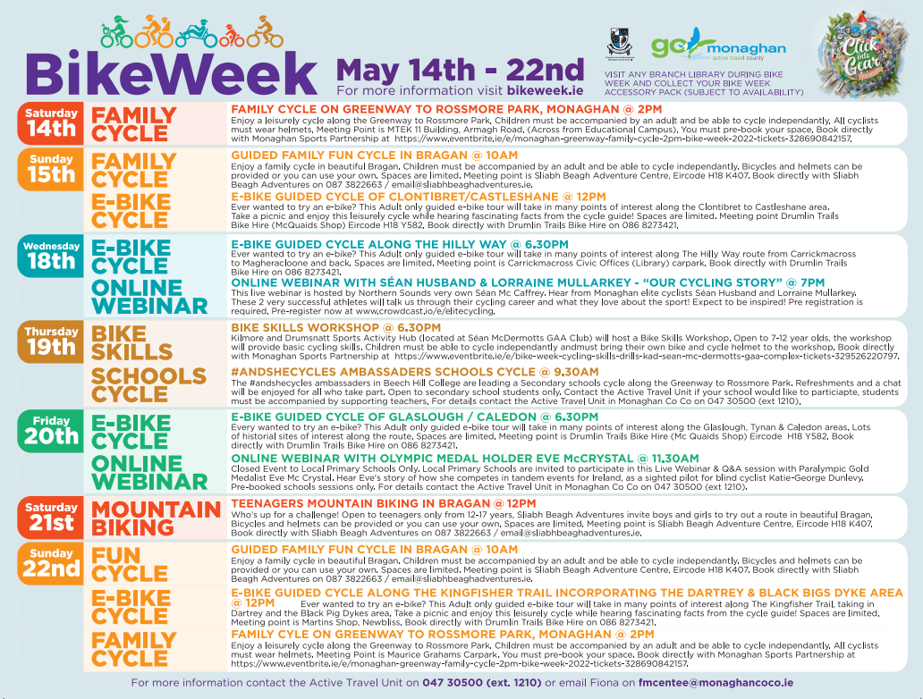 Bike Week 2022 - Events across Monaghan - Road and Transport