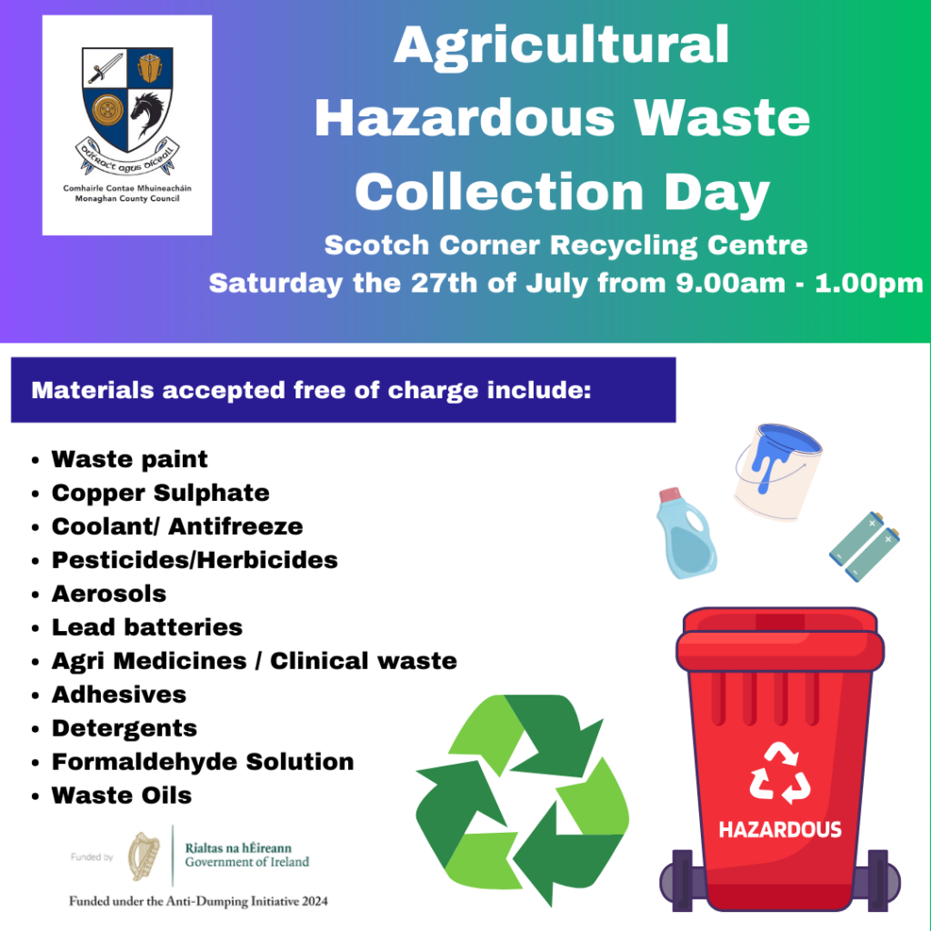 Agricultural Hazardous Waste Collection day - Comhairle Contae Mhuineacháin